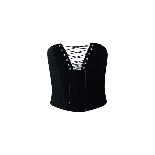 VESTIAIRE D'UN OISEAU LIBRE Cashmere Lace-up Corset - Black