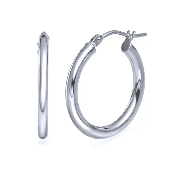 ZOHREH Large Statet Hoop Earring Pair 9k White Gold - Silver