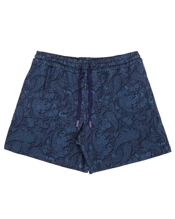LORDS OF HARLECH Silus Paisley Romance Interlock Shorts Navy - Blue