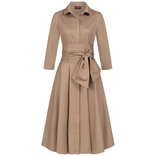 MARIANNA DÉRI Taupe Shirt Dress With Tie Belt - Brown
