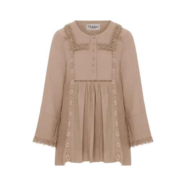 THISISU COLLECTION Neutrals Milan Mini Dress Paper Bag - Beige