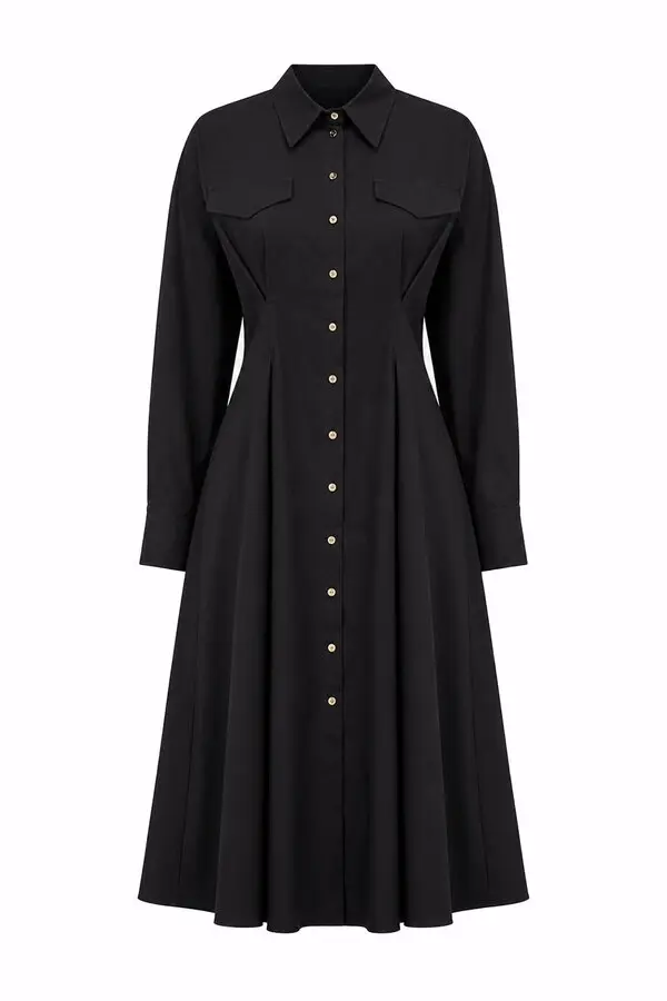 EXQUISE Connie Midi Dress - Black
