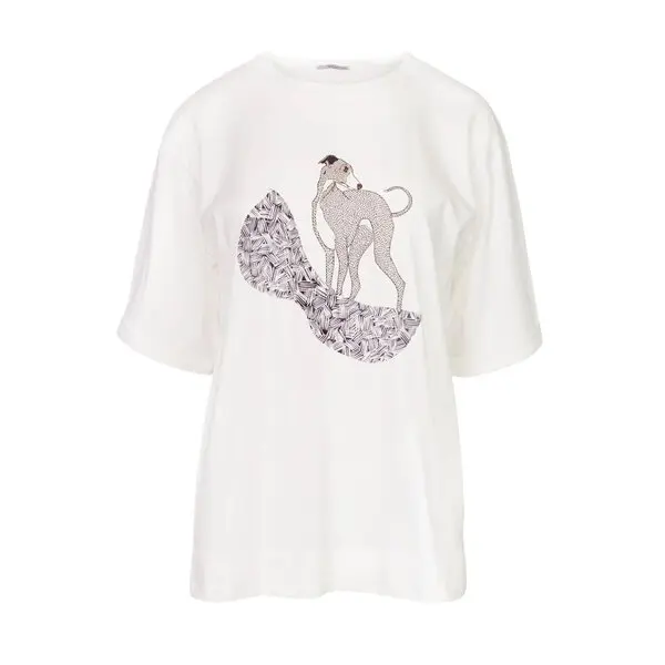OH!ZUZA NIGHT&DAY White / Blue Short Sleeve Loose Fit T-shirt Whippet Ivory - White/blue