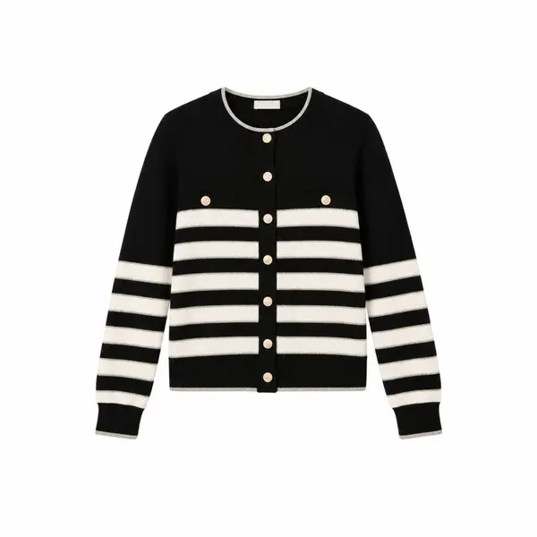 NUVV COLLECTION Striped Button-front Cardigan
