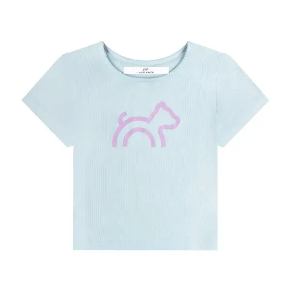 CLOUD HAVEN Rib Logo Tee - Blue