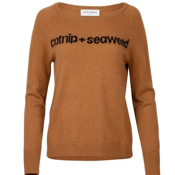 CATNIP AND SEAWEED Neutrals / The Catnip + Seaweed Cashmere Sweater In & Tan - Black