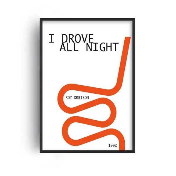 FANCLUB I Drove All Night Giclée Retro Inspi Art Print A2 - Red