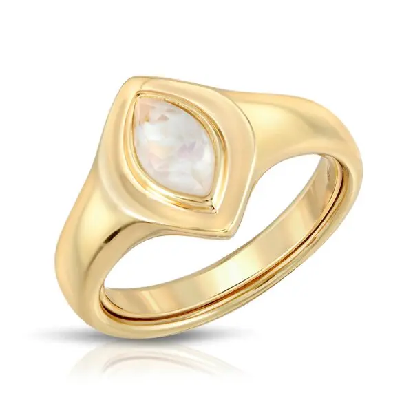 GLAMROCKS JEWELRY Marquise Signet Ring- Mother Of Pearl - Gold