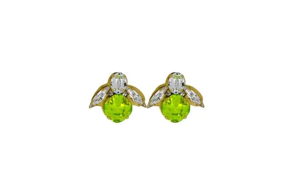 VICKISARGE The Baby Bee Earrings In Gold Pierced - Green