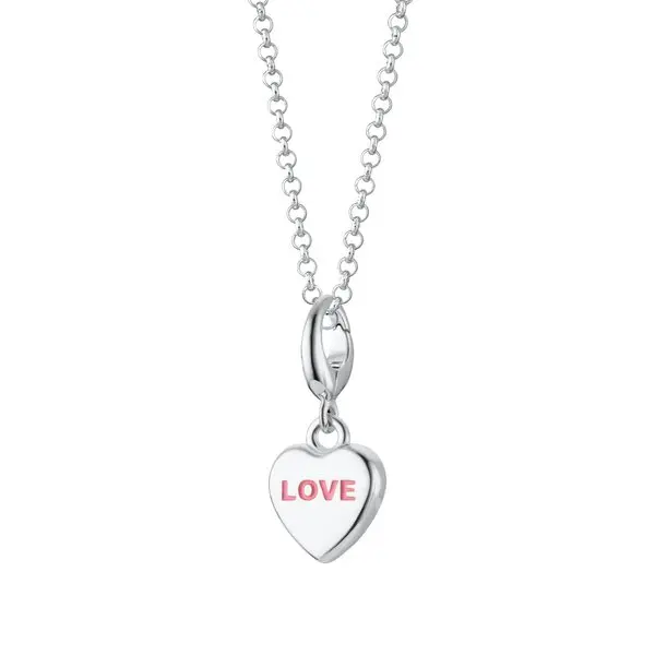 LILY CHARMED Silver / Pink Sterling Silver Love Heart Sweet Charm Necklace - Silver/pink