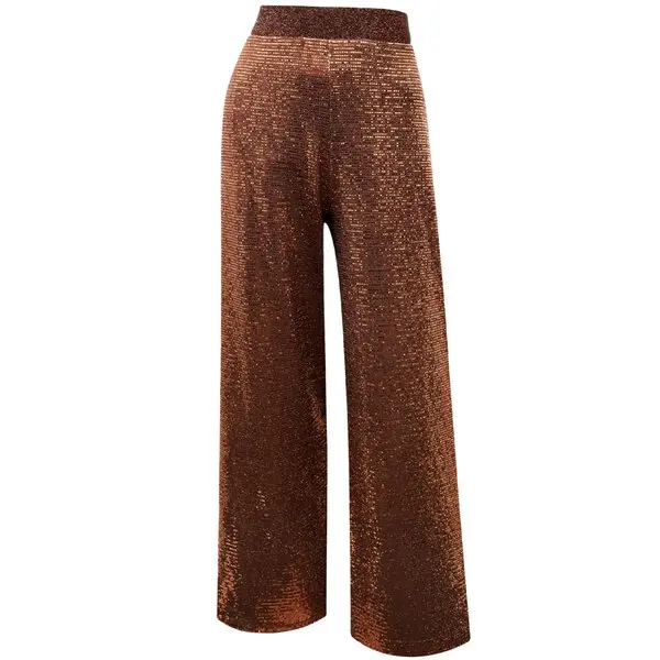 ME & THEE Neutrals Leftfield Copper Sequin Trousers - Brown