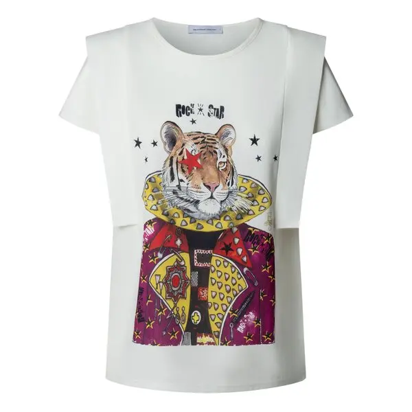 THE EXTREME COLLECTION Structured T-shirt With Tiger Print - White