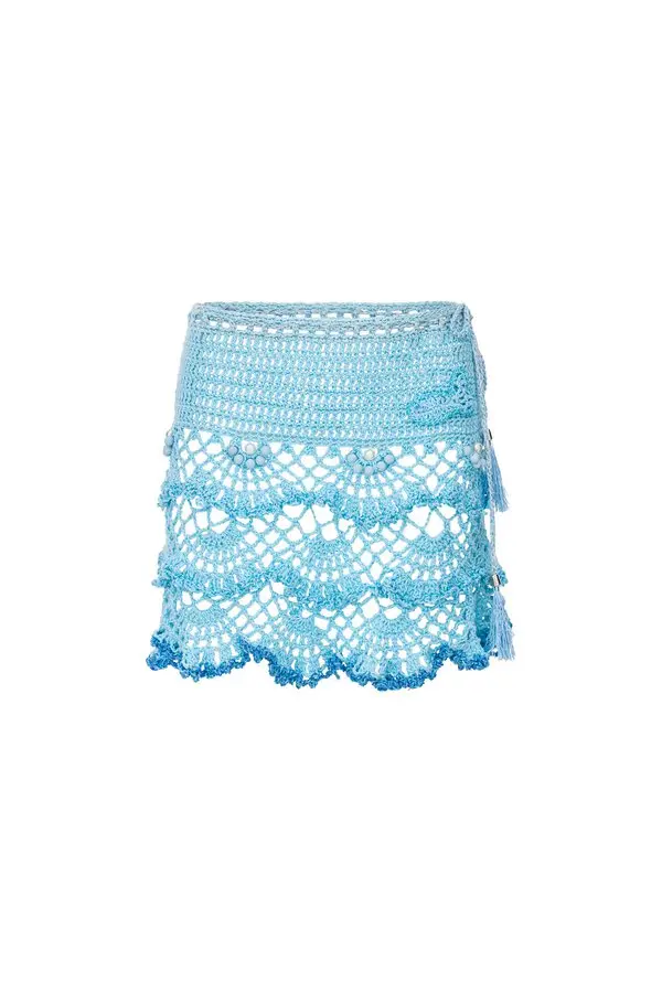 ANDREEVA Aqua Marine Handmade Mini Crochet Skirt - Blue
