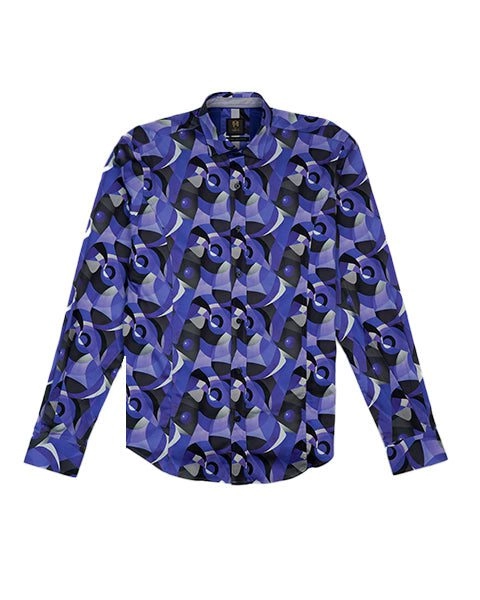 EIGHT X Indigo Fracture Pm Edition Button Down Shirt - Blue