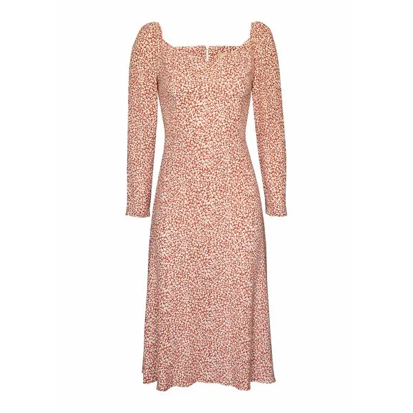 2KSTYLE Cecilia Floral A-line Viscose Midi Dress Multicolor - Orange