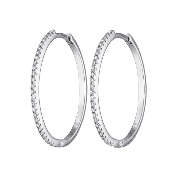 SCREAM PRETTY Slim Sparkling Perfect Hoop Earrings - Silver