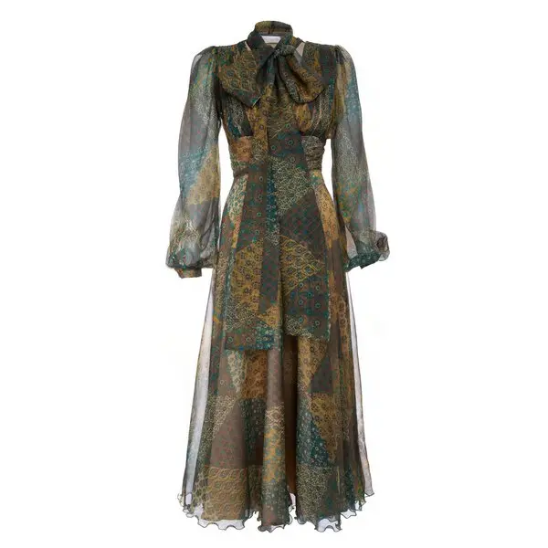SOFIA TSERETELI Silk Maxi Dress With Scarf Detail - Brown
