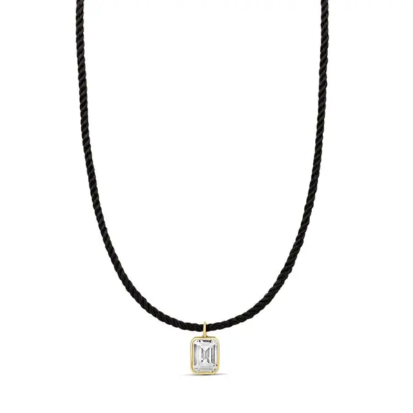 SHYMI Cord Necklace With Fancy Shape Emerald - Gold