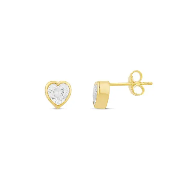 SHYMI Fancy Shape Bezel Set Studs Heart - Gold