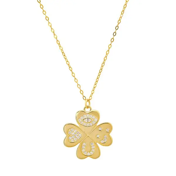 KYLIE HARPER Lucky Charm' Clover Pendant Necklace - Gold