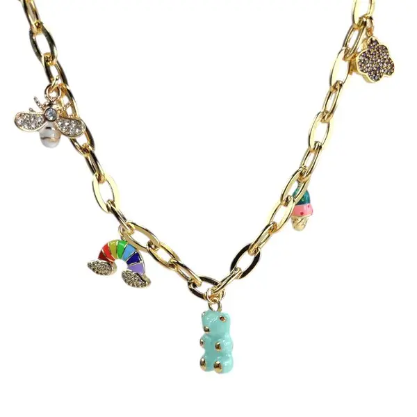 BY VIRGO Poppy Charm Necklace - Gold
