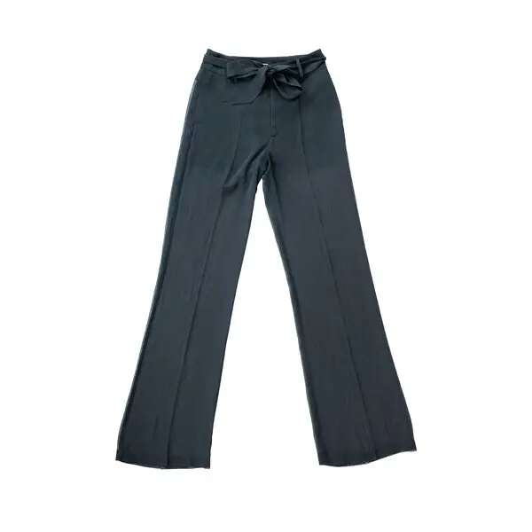 CIRCULAR PATH Sheer Pant With Belt Tall - Black