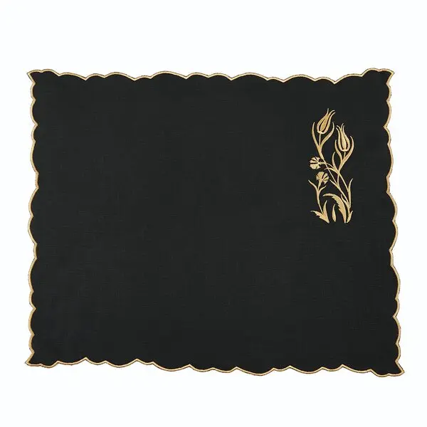 KM HOME COLLECTION Golden Tulip Set Of 4 Linen Placemat - Yellow
