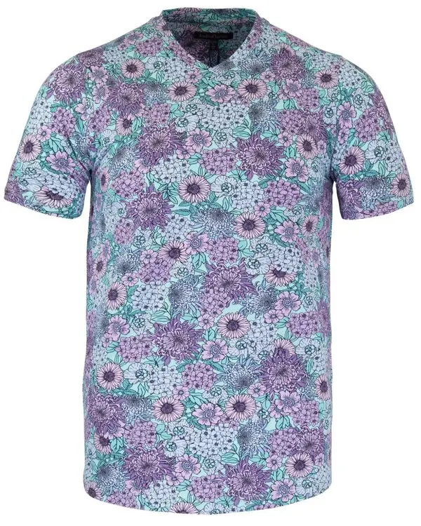 LORDS OF HARLECH Maze Garden Party V-neck Tee -spearmint - Green