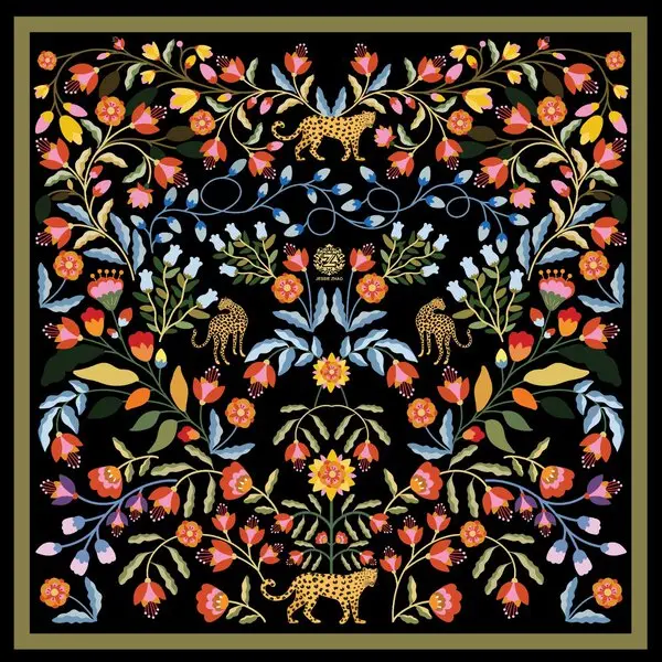 JESSIE ZHAO NEW YORK Double Sided Silk Scarf Of Night Imagination - Black