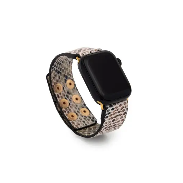Saachi Leather Scale Apple Watch Band - White