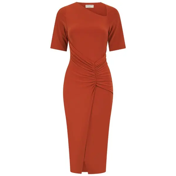 CELESTINE & MAE Latica Midi Dress In Rust - Orange