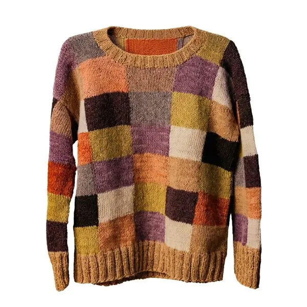 CHARKHA & LOOM Orange / Brown Monal Patchwork Pullover Multicolour - Orange/brown
