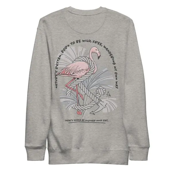 ANCHOR & CREW Heather Flamingo Another Good Day Cotton Blend Sweatshirt - Grey