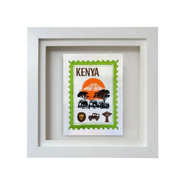 LILLY LOVES Kenya Embroidered Stamp Artwork - Green