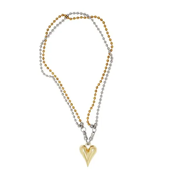 KIREI Silver / Gold Chrome Devotion – Limited Edition Heart & Chain Necklace - Silver/gold