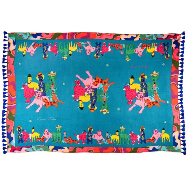 BEATRICE VON TRESCKOW Radiant Poochies Stilvoll Wool Shawl - Blue