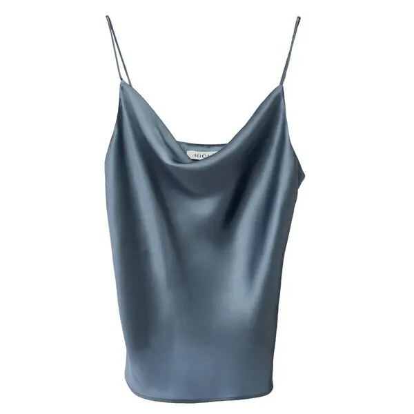 Mionè Silk Camisole Top With Draped Detail - Grey