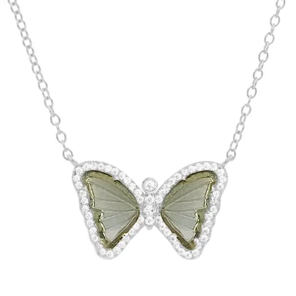KAMARIA Mini Butterfly Necklace In Smoky Quartz - Silver