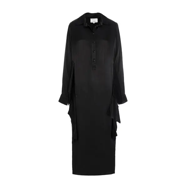 SILVIA SERBAN Satin Dress With Long Sleeves