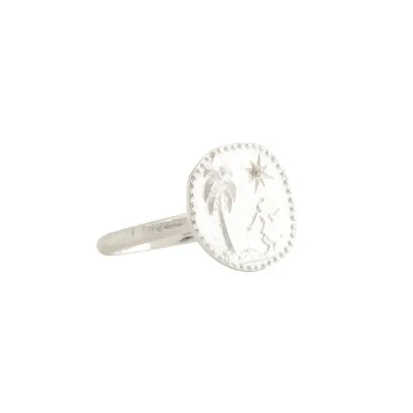 RIZE Silver / White Voyager Palm Ring Sterling Silver - Silver/white