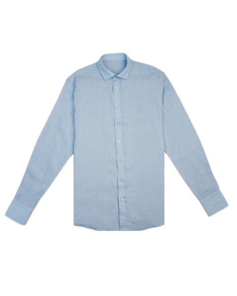 EIGHT X 100% Linen Button Long Sleeve Button Down Shirt Light - Blue