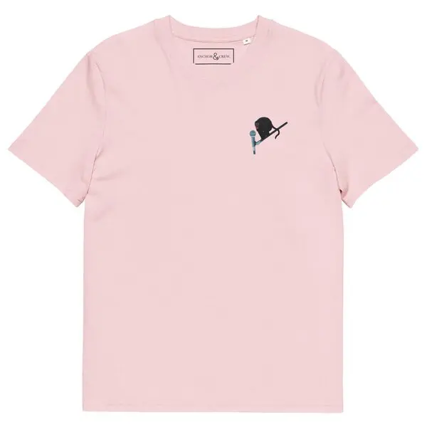 ANCHOR & CREW Cotton Artist Monkey Organic Cotton Embroidered T-shirt - Pink