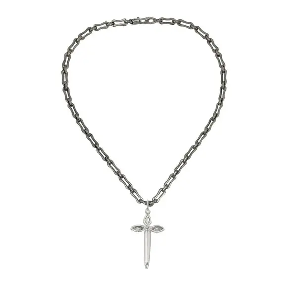 JAGGED HALO JEWELRY Karma Dagger Necklace White Gold - Silver