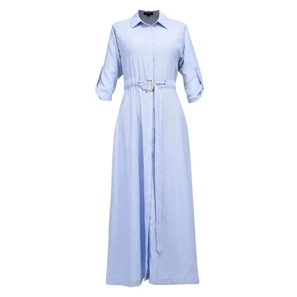 SMART AND JOY Long Minimalist Shirt Dress - Blue