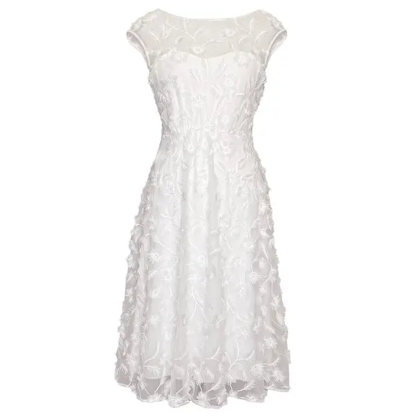 ALIE STREET LONDON Melody Midi Lace Wedding Dress In Ivory - White