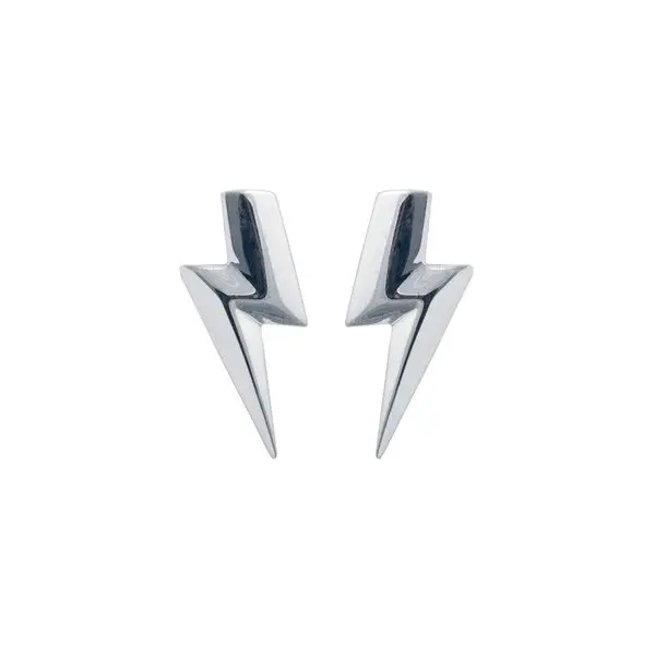 EDGE ONLY 3d Flat Top Lightning Bolt Earrings Sterling - Silver