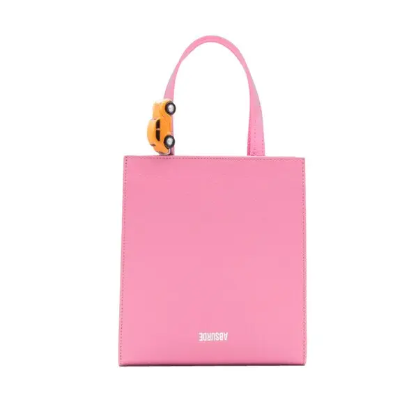 ABSURDE Stop Mini Tote Bag In Leather - Pink