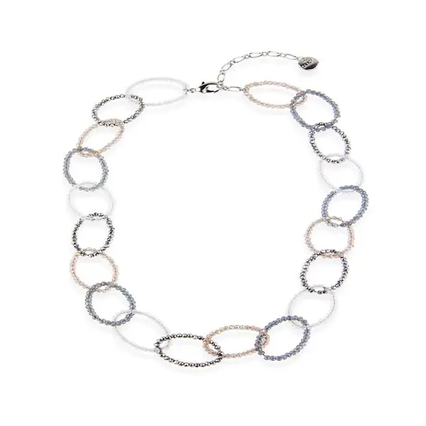 Saachi Sampark Oval Linked Collar Gray Necklace - Grey