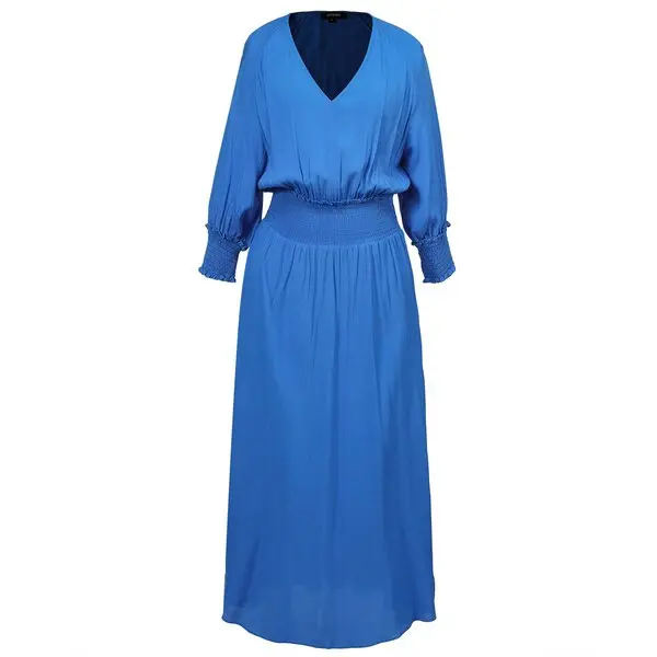 SMART AND JOY Smocks Fit-and-flare V Cleavage Dress - Blue