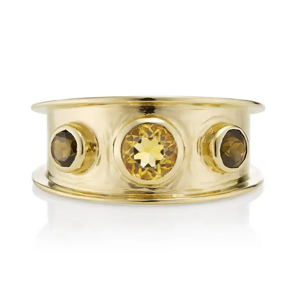 AUGUSTINE JEWELS Yellow / Brown Yellow Citrine & Smoky Quartz Gold Statet Ring - Yellow/brown